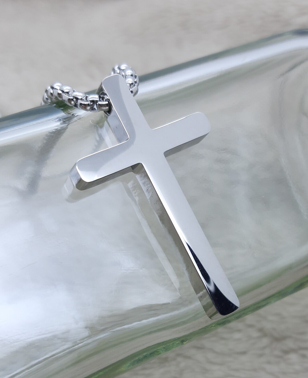 Cross Necklace Simple Crucifix Pendant Mens Womens Cross Stainless ...