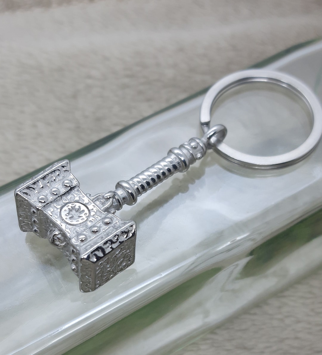 Viking Hammer Keyring Thors Mjolnir Mens Keychain Large Stainless Steel ...