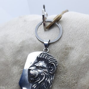 Lion Keyring Stainless Steel Mens Lion Keychain Large Key - Etsy UK
