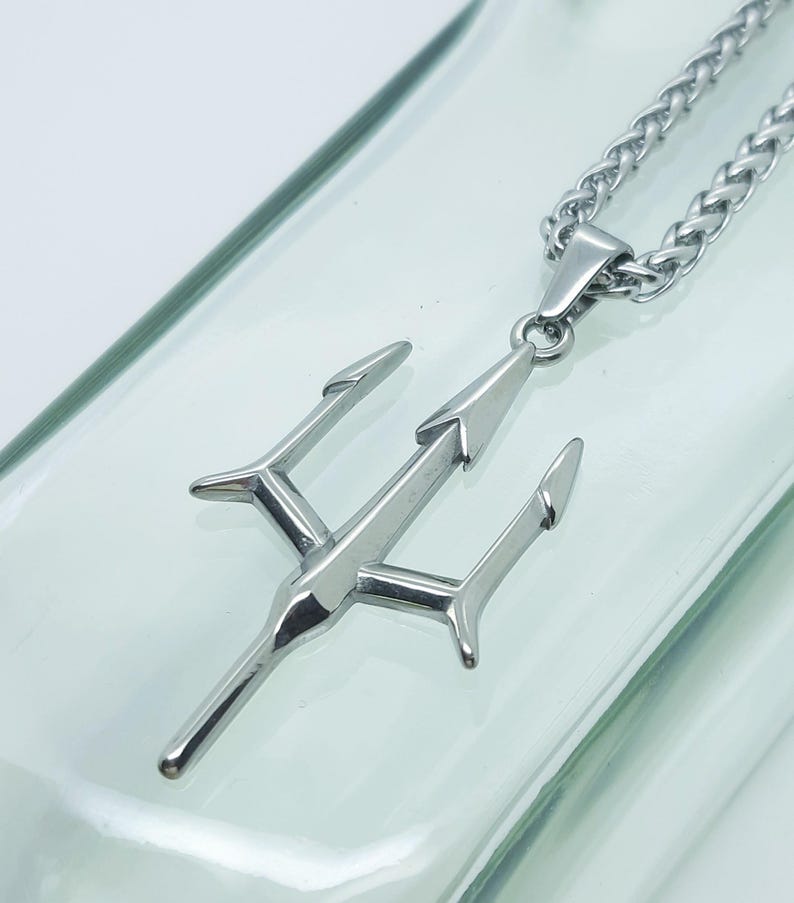 Neptunes Trident of Shiva Mens Pendant Necklace Trishula Fork Poseidons ...
