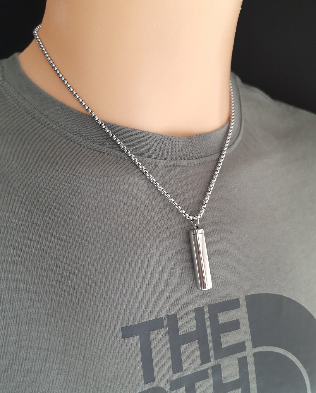 Capsule Pendant, Cremation Cylinder Necklace, Silver Capsule, Keepsake ...