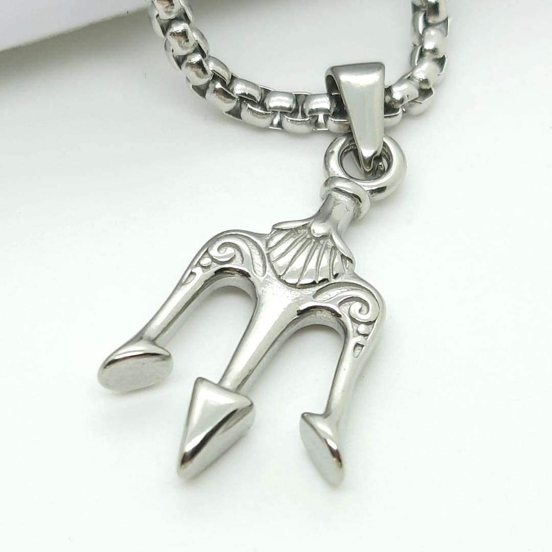 Neptunes Trident Fork Pendant Necklace Trishula Poseidons Spear Greek ...