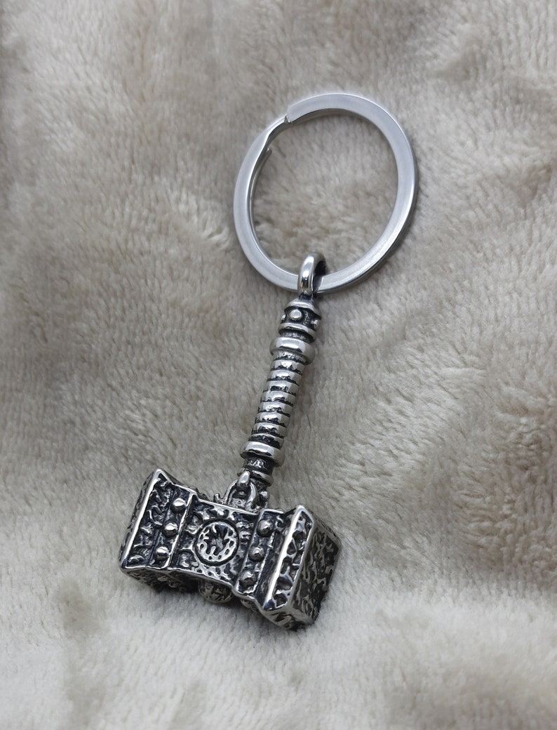 Thors Hammer Keychain Viking Mjolnir Keyring for Men Large - Etsy