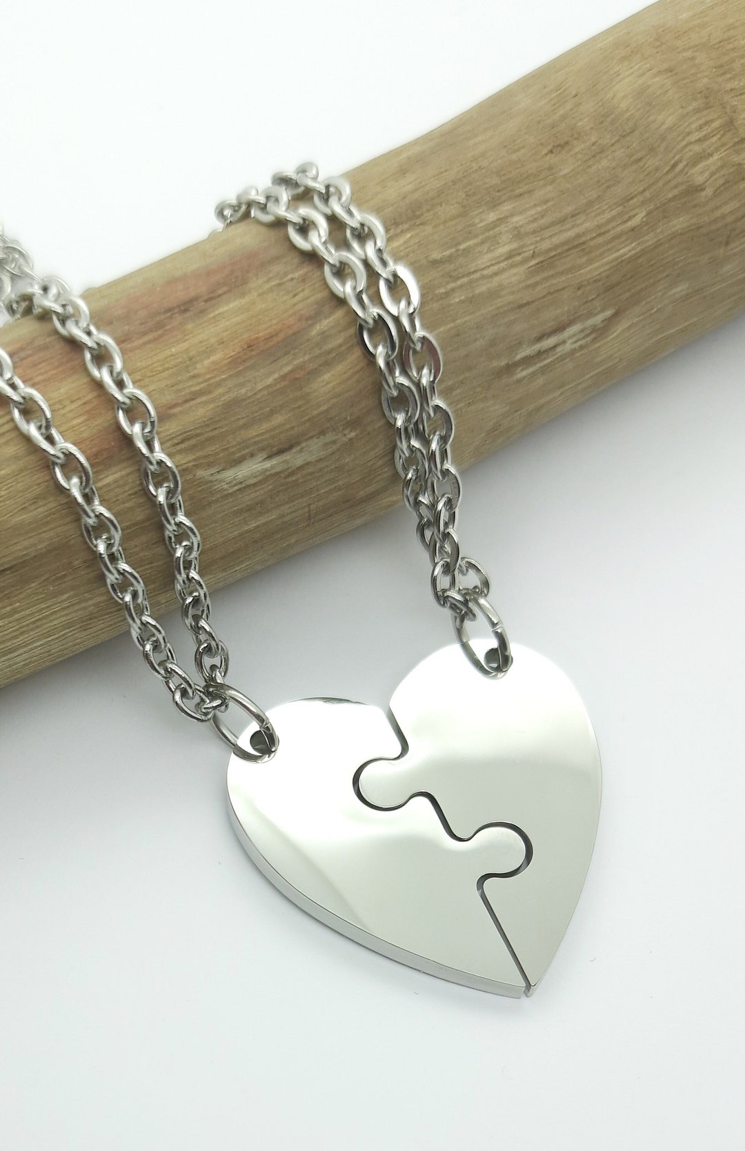 Couples Necklace Interlocking Love Heart Pendants Matching Lovers ...