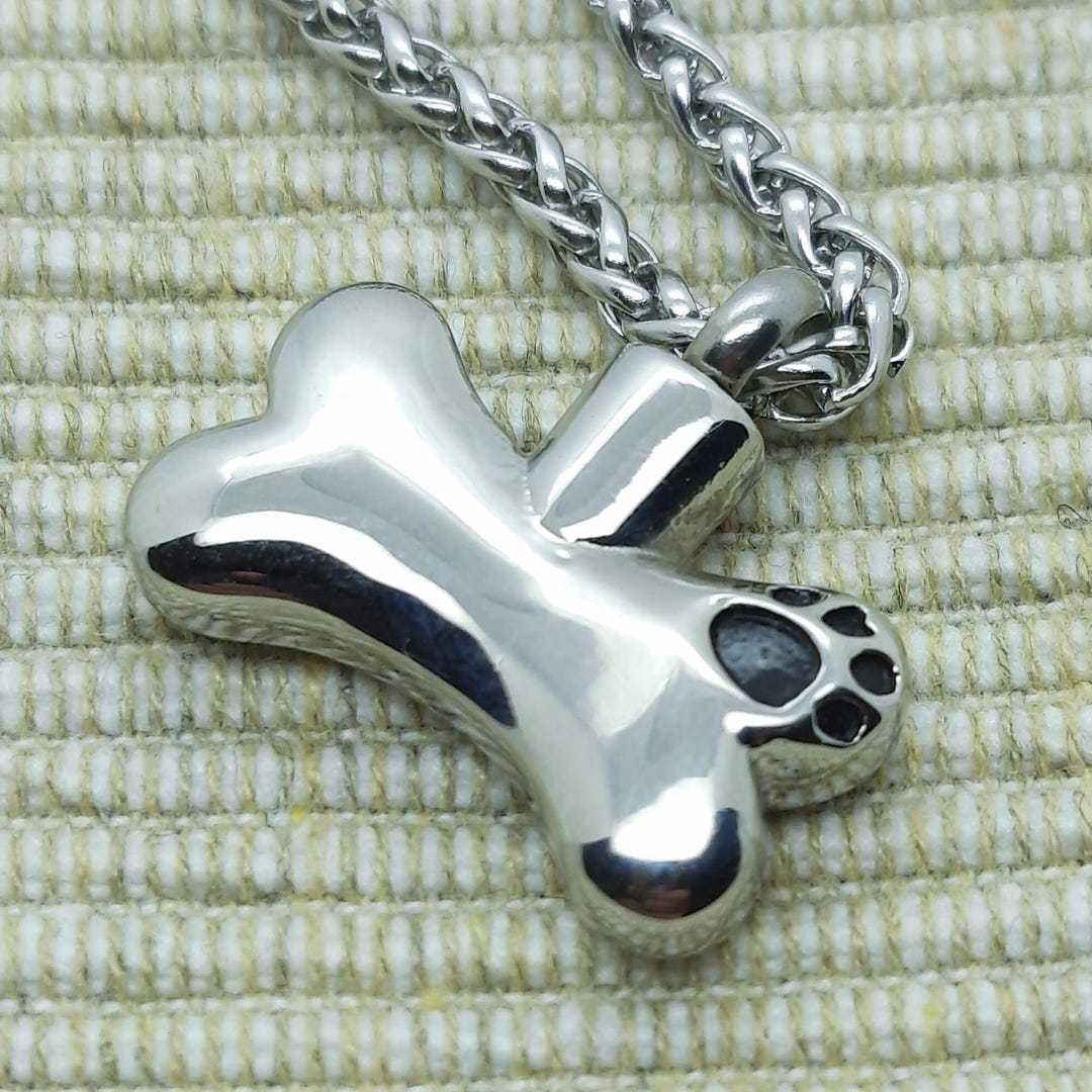 Dog Cremation Ashes Necklace Bone Shaped Urn Pet Memorial Pendant ...