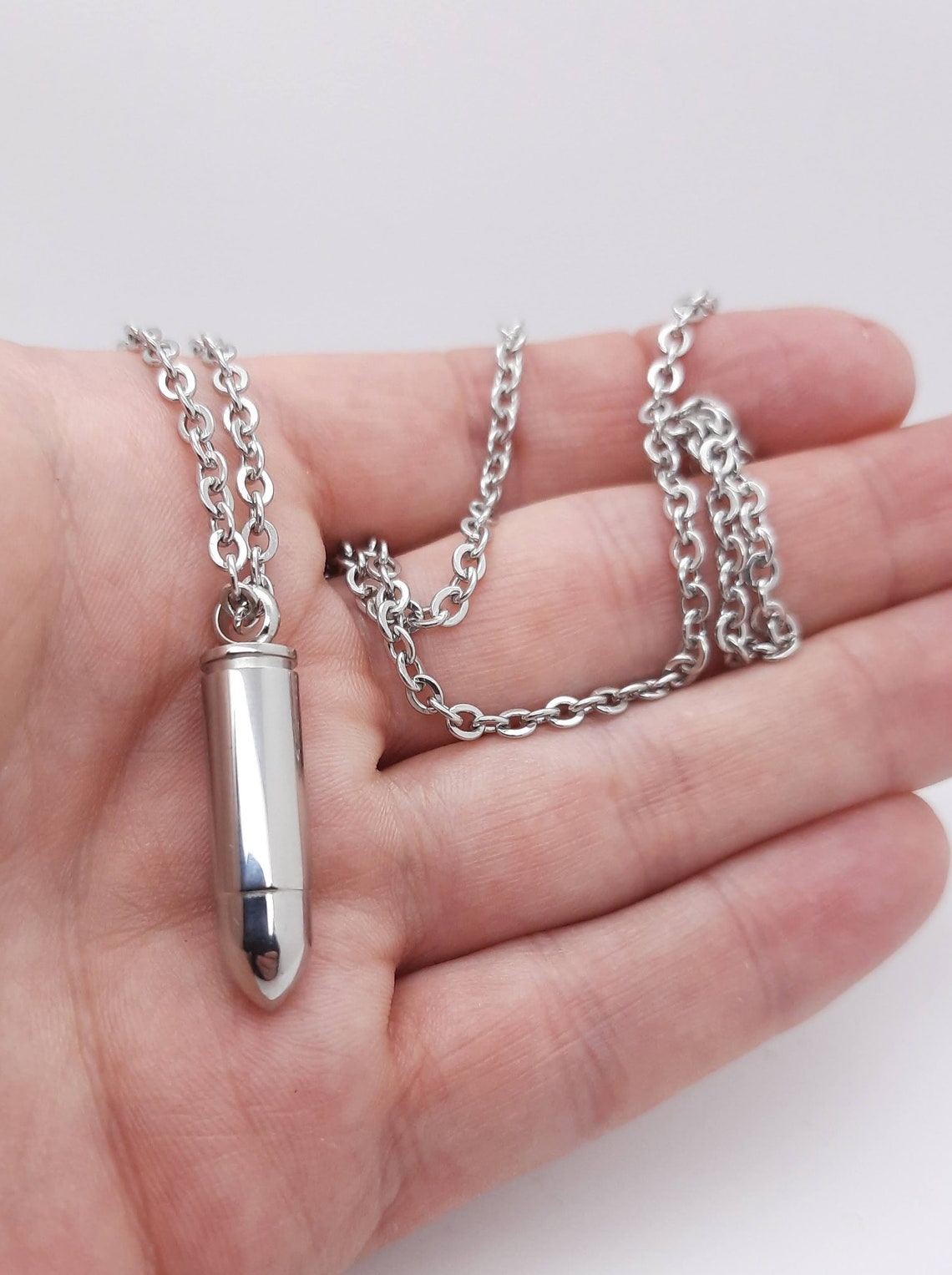 Capsule necklace bullet capsule pendant mens bullet | Etsy
