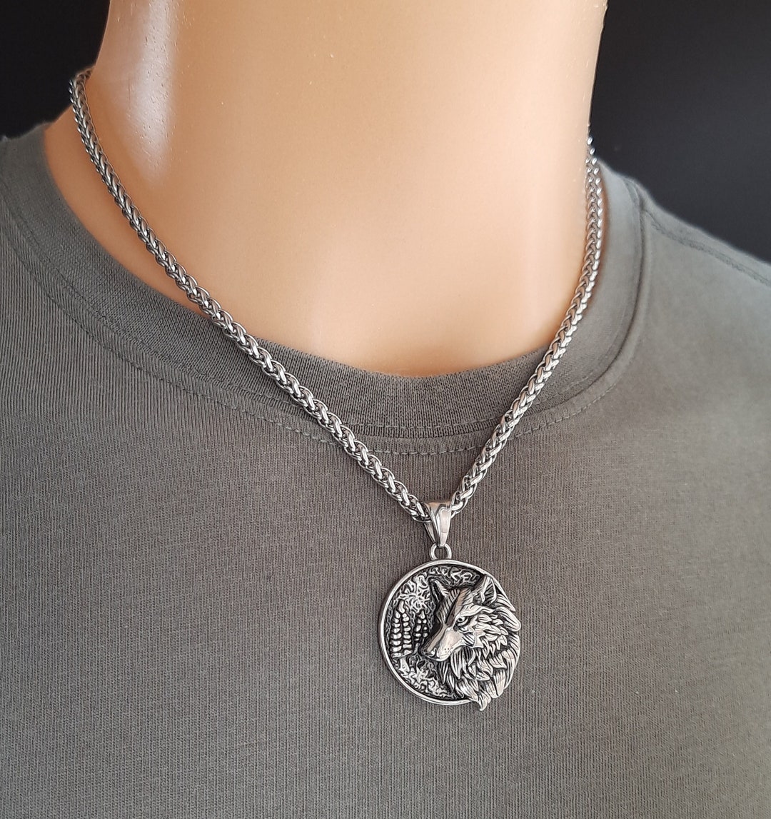 Wolf Pendant Viking Fenrir Necklace Wolf Head Medallion for Men - Etsy
