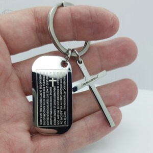 Lords Prayer Keychain Christian Cross Keyring Religious Double Pendant ...