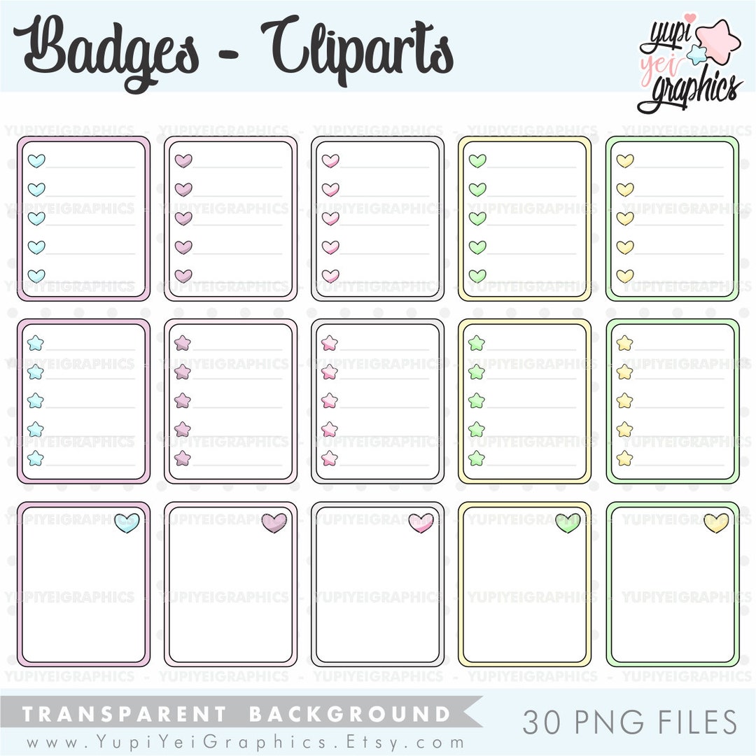 Badges Clipart, Reminders Clipart, School Clipart, Planner Accesories ...