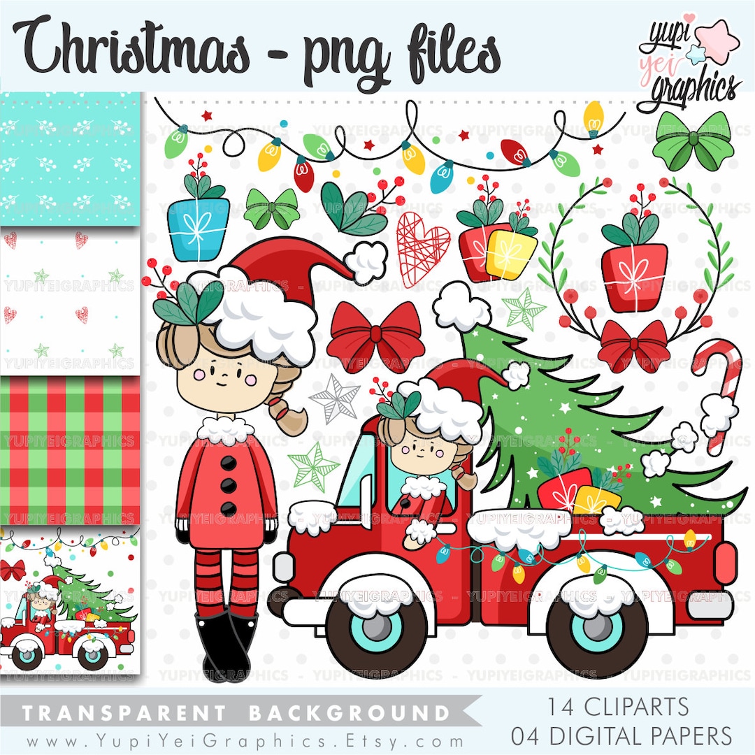 Christmas Clipart, Christmas Graphics, COMMERCIAL USE, Christmas Truck ...