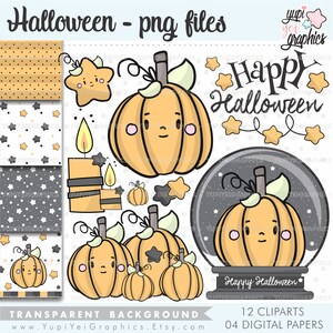 Halloween Clipart, Pumpkin Clipart, Halloween Graphics, COMMERCIAL USE ...