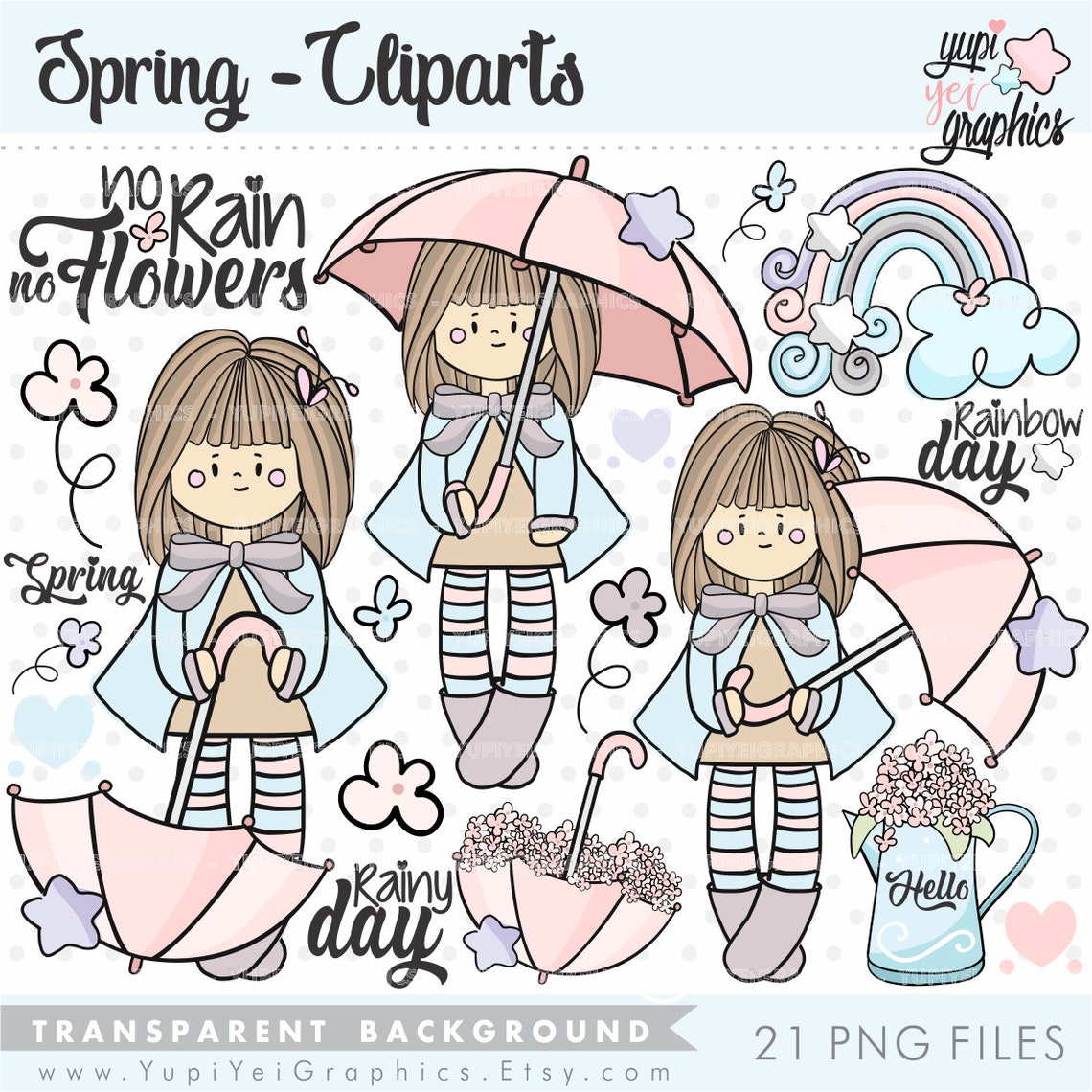 Spring Clipart April Showers Clipart COMMERCIAL USE | Etsy