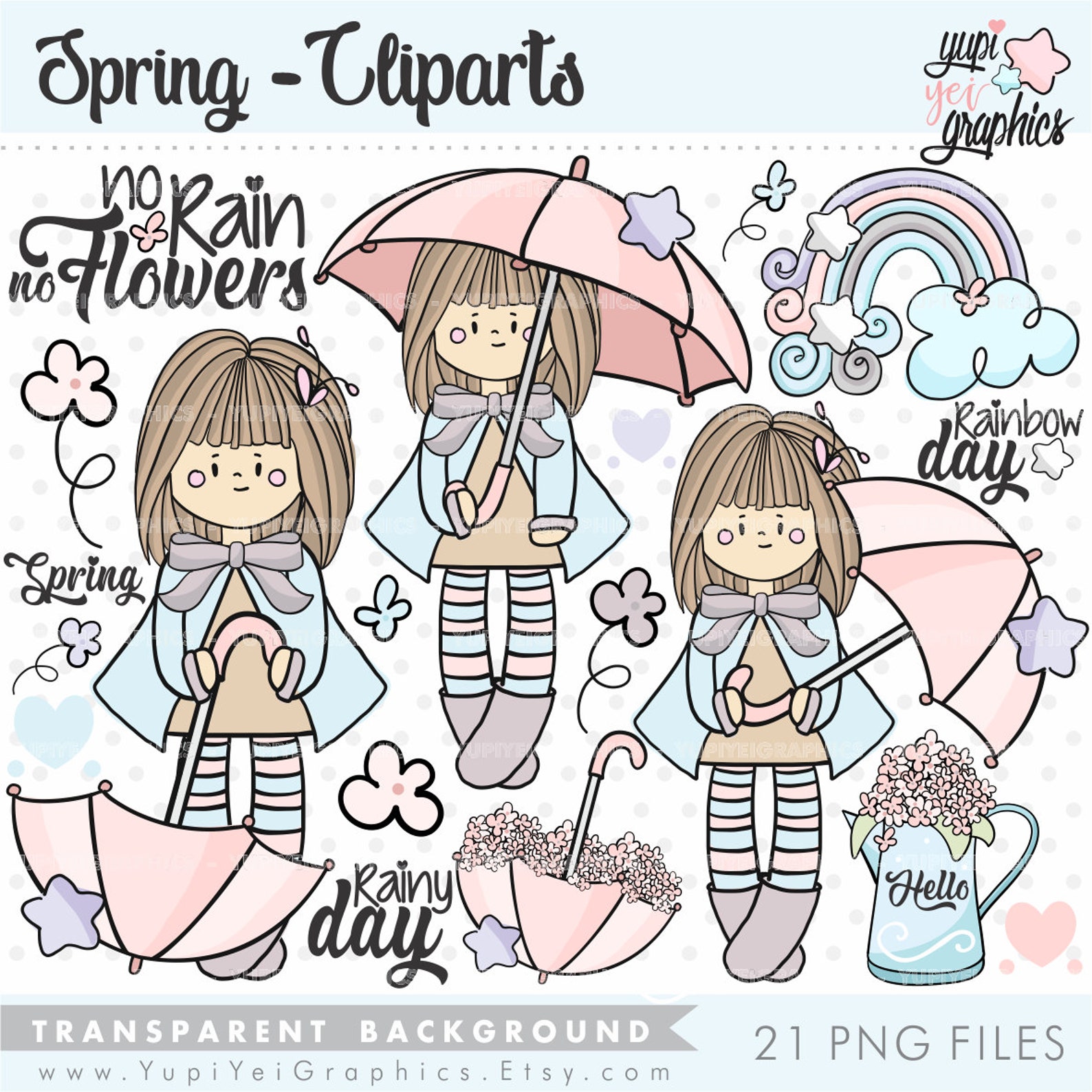 Spring Clipart April Showers Clipart COMMERCIAL USE | Etsy