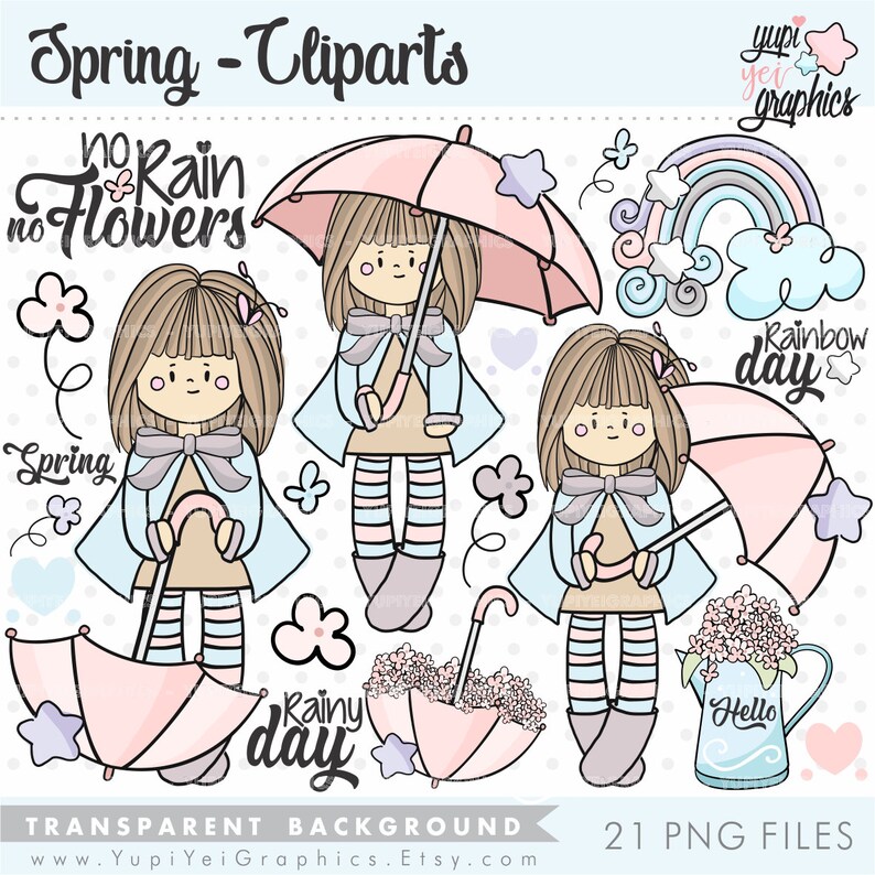 Spring Clipart April Showers Clipart COMMERCIAL USE | Etsy
