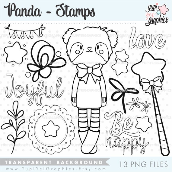 Panda Stamps Panda Digital Stamps Panda Bear Stamps - Etsy