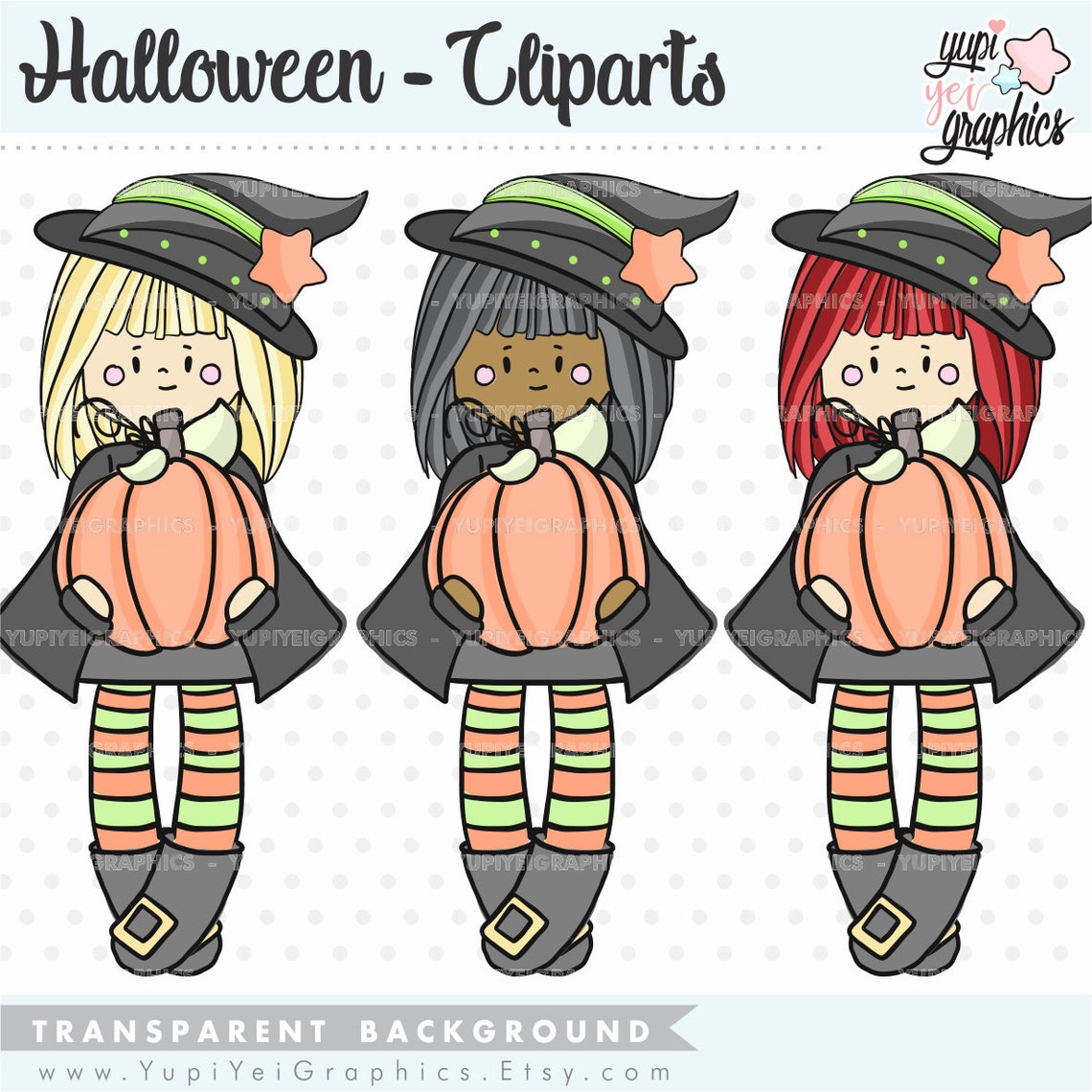 Halloween Clipart Halloween Graphic Witch Clipart | Etsy