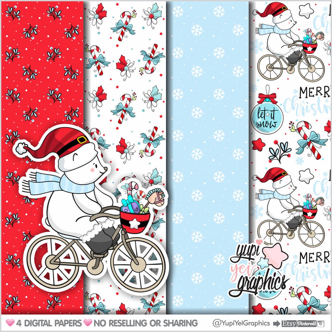 Christmas Patterns, Christmas Digital Papers, COMMERCIAL USE, Polar ...