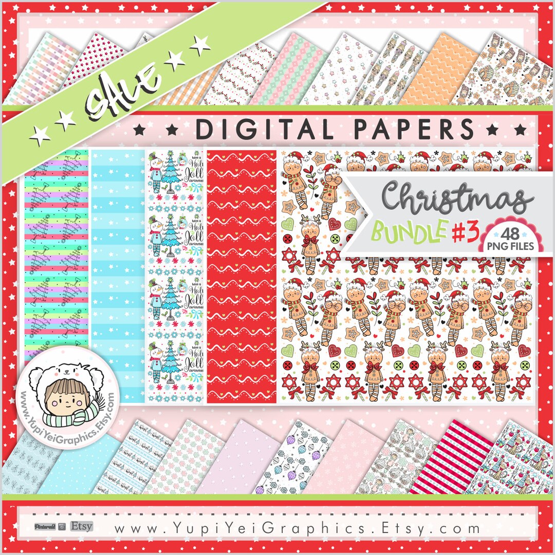 Christmas Digital Papers Bundle, Bundle Digital Papers, Patterns Bundle ...