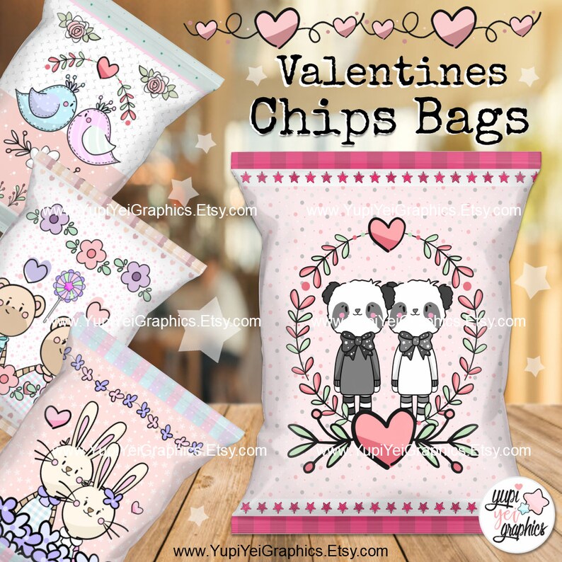 Valentine's Day Chips Bags PNG Printable Chips Bags - Etsy