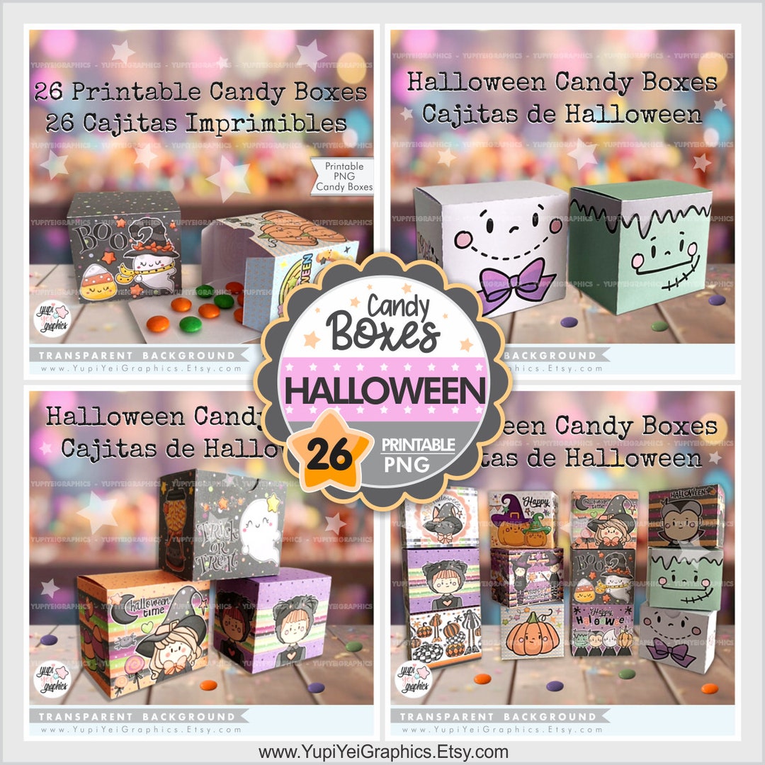 Halloween Candy Boxes, Halloween Candy Boxes PNG, Printable Gift Boxes ...