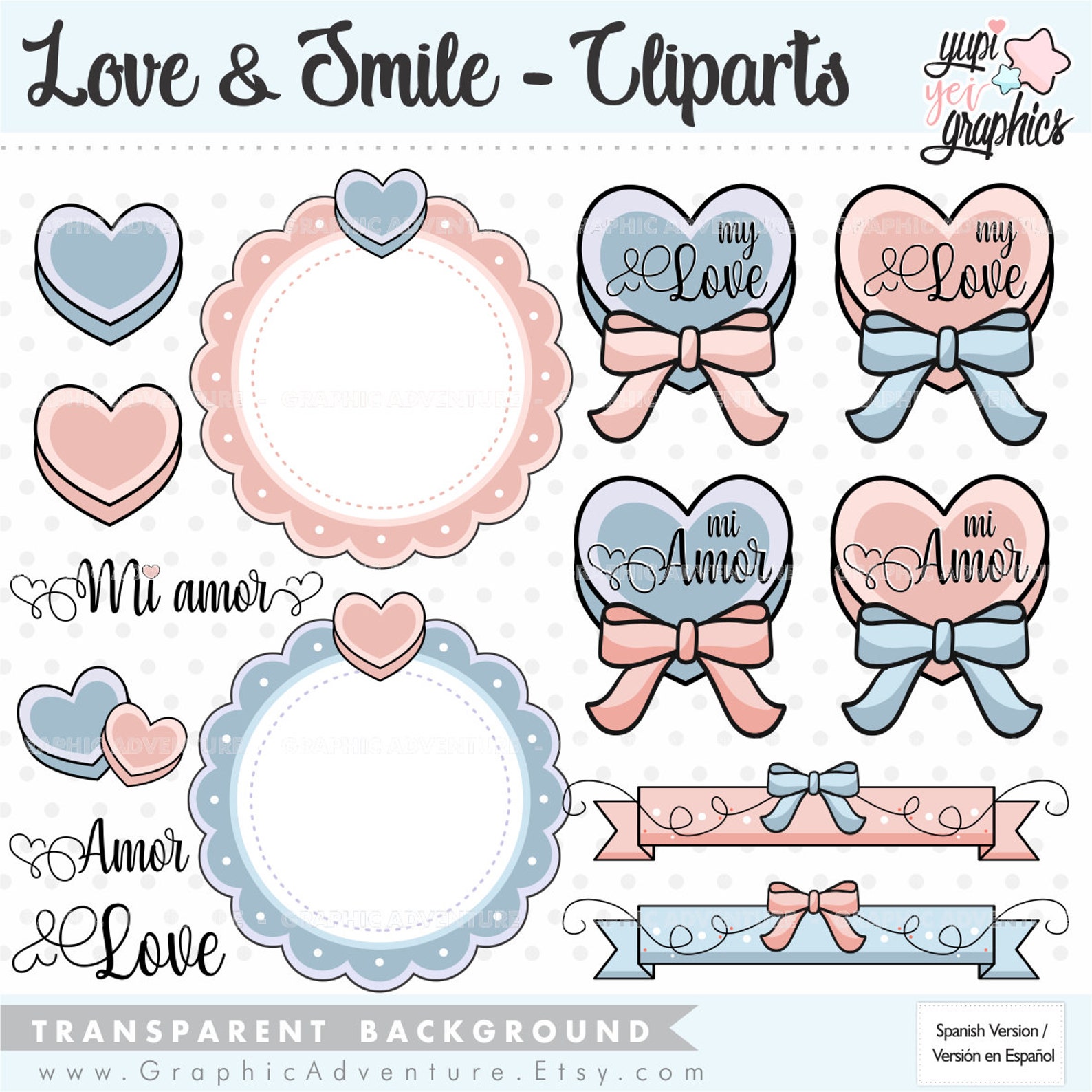 Valentine's Day Clipart Love Clipart COMMERCIAL USE - Etsy