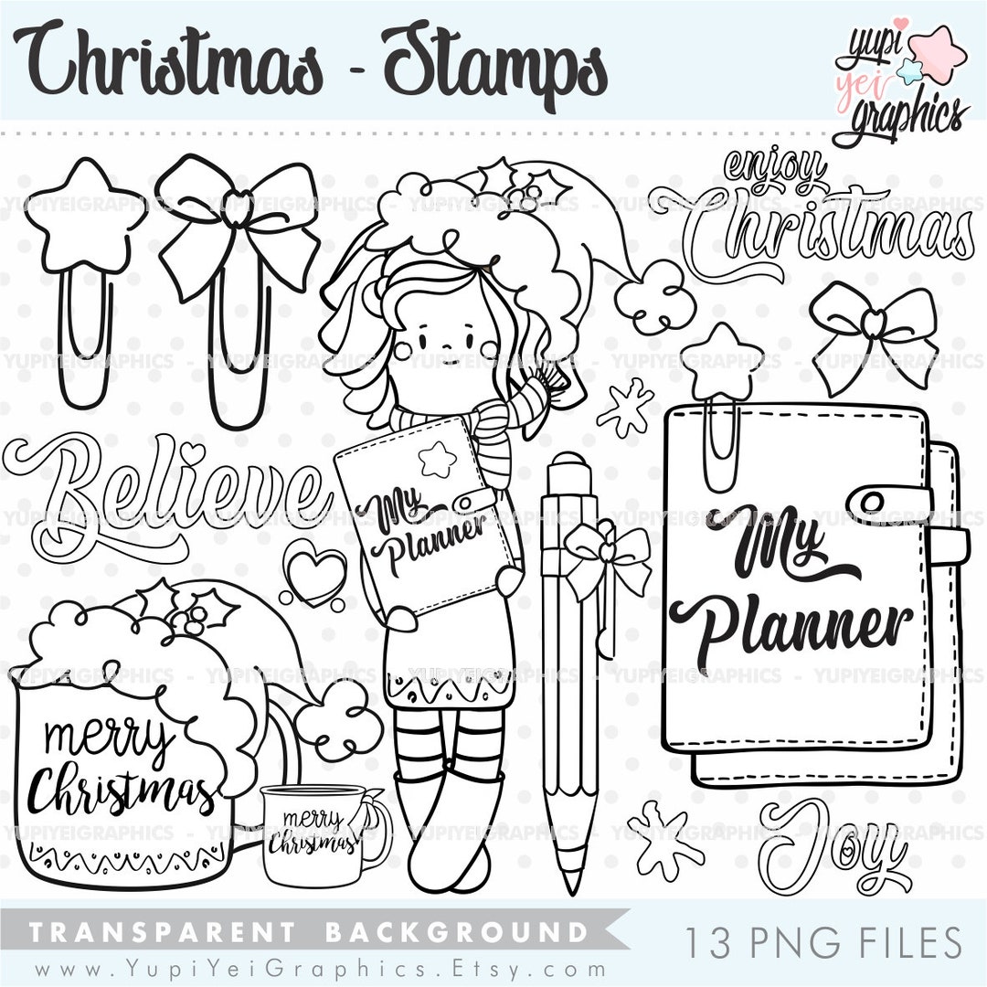 Christmas Stamps, Christmas Digital Stamps, COMMERCIAL USE, Planner ...