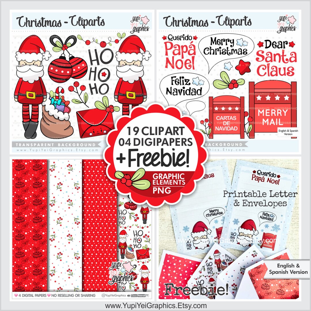 Santa Claus Clipart, Christmas Clipart, COMMERCIAL USE, Noel Clipart ...