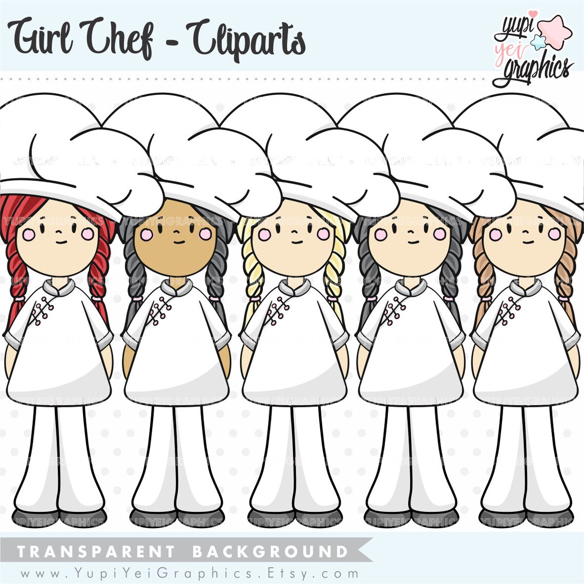 Chef Clipart Chef Girl Clipart COMMERCIAL USE Kitchen - Etsy UK