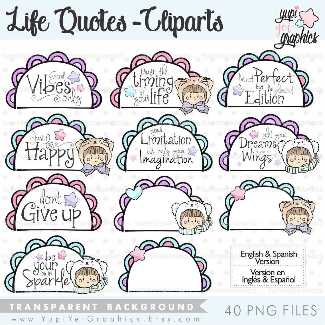 Motivational Quotes Life Quotes Badges Clip Art COMMERCIAL - Etsy