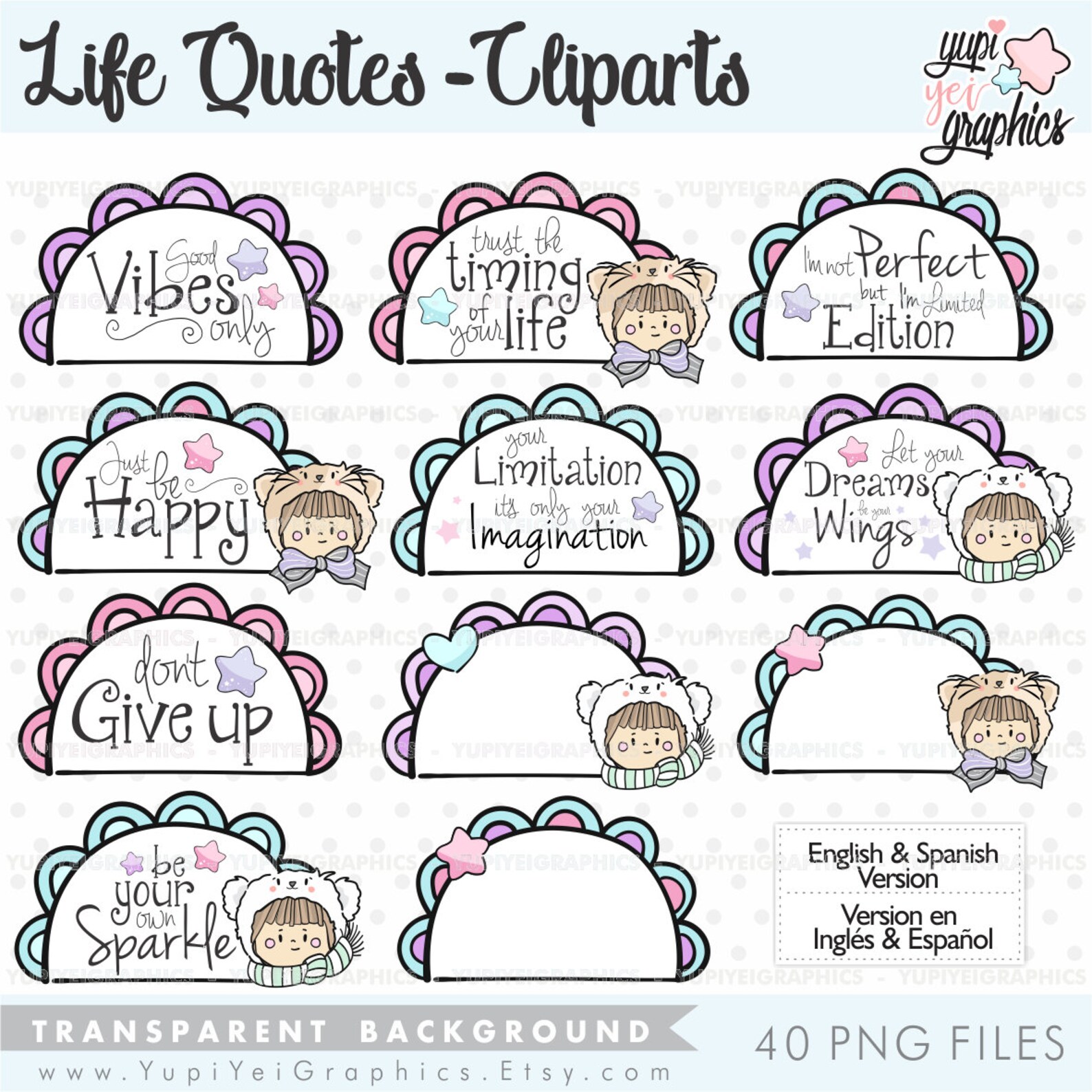 Motivational Quotes Life Quotes Badges Clip Art COMMERCIAL - Etsy