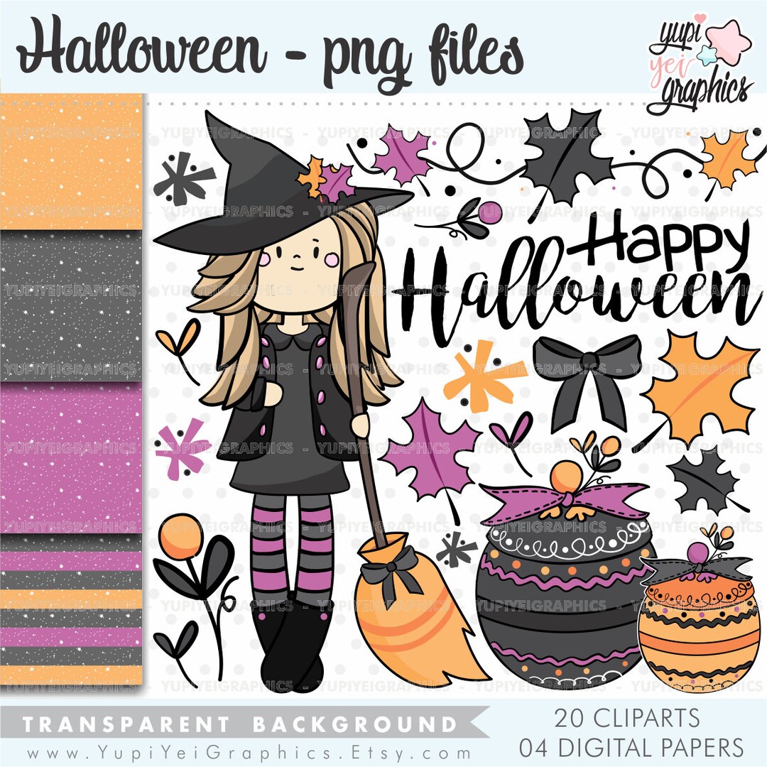 Witch Clip Art, Halloween Clipart, Halloween Graphics, COMMERCIAL USE ...