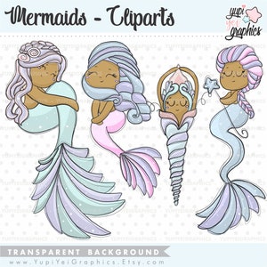 Mermaids Clipart, Mermaid Graphics, Ocean Clipart, Sea Clipart, Mermaid ...