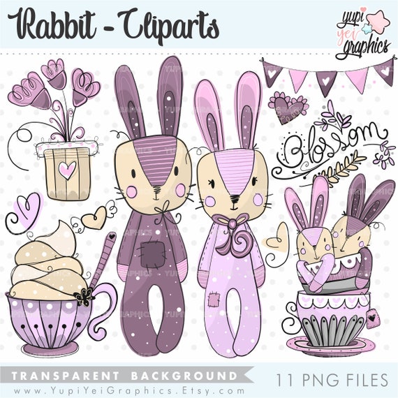 Bunny Clipart Rabbit Clipart COMMERCIAL USE Love Clipart | Etsy