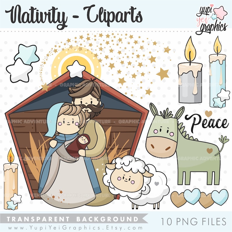 Nativity Clipart Nativity Graphics COMMERCIAL USE Christmas - Etsy
