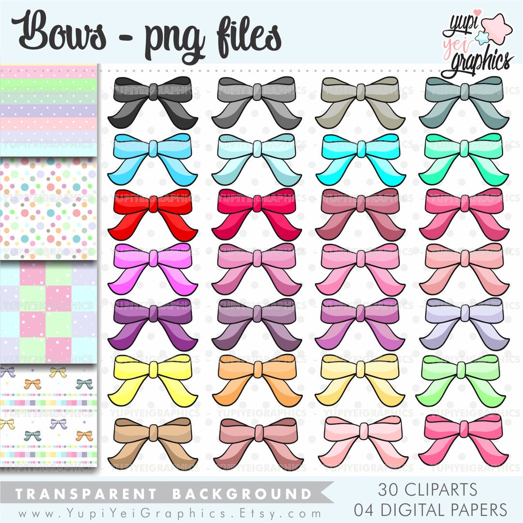 Bow Clipart, Bow Graphics, COMMERCIAL USE, Gift Bow Clipart, Spotty Bow ...