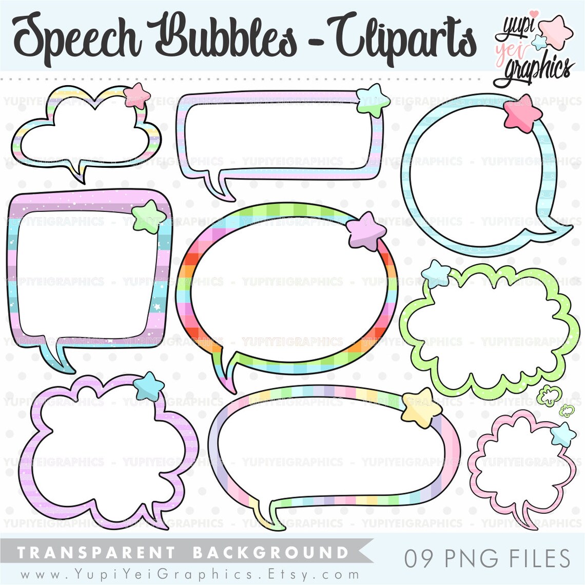 Speech Bubbles Clipart Hand Drawn Shapes Badges Clipart - Etsy
