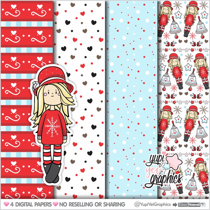 Christmas Digital Paper Christmas Pattern COMMERCIAL USE | Etsy