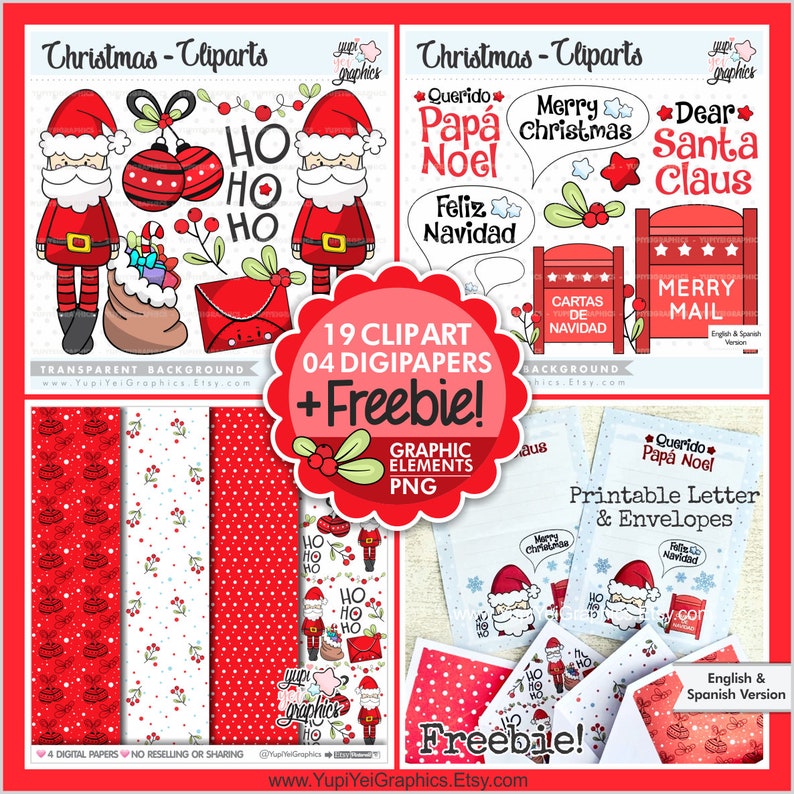 Santa Claus Clipart Christmas Clipart COMMERCIAL USE Noel - Etsy