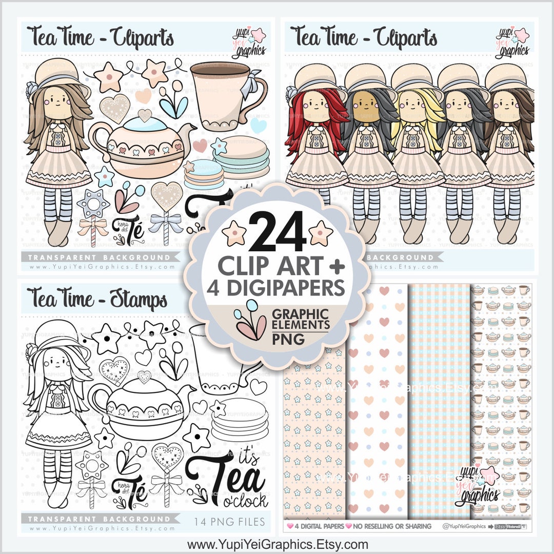Tea Time Clipart, Tea Clipart, COMMERCIAL USE, Tea Pot Clipart, Tea ...