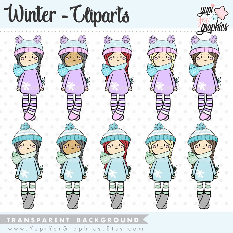 Winter Clipart Winter Graphics COMMERCIAL USE Winter Girl | Etsy