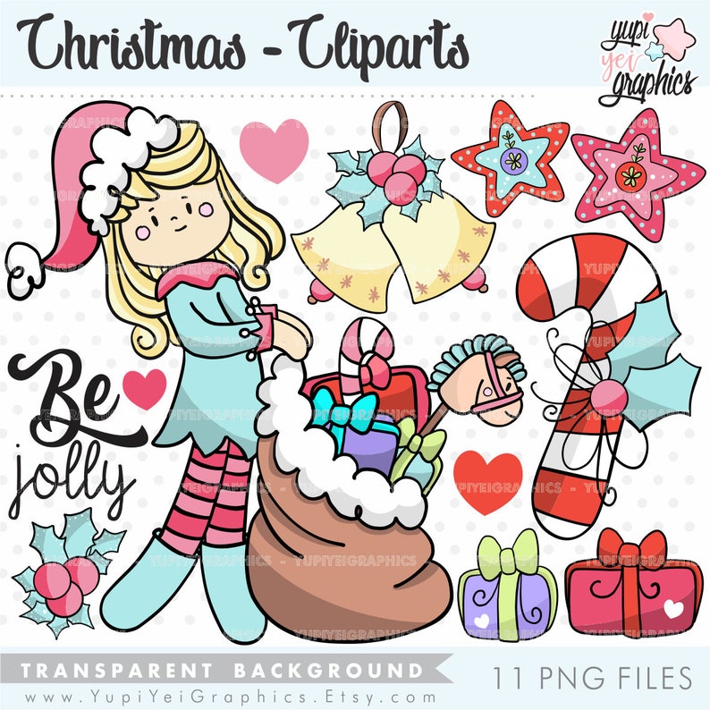 Christmas Clipart Christmas Graphic Christmas Elf Clipart | Etsy