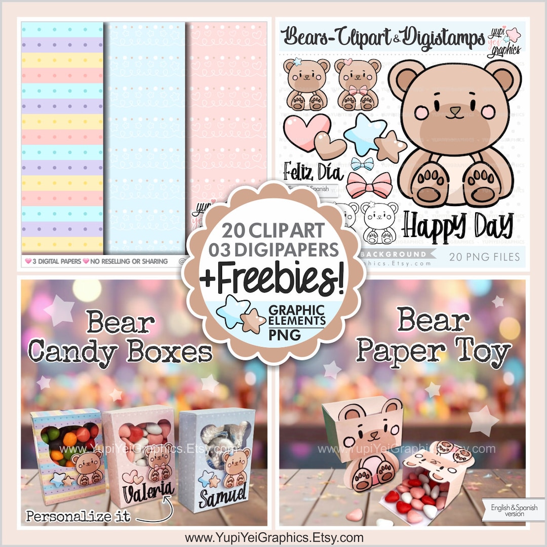 Bear Clipart, Bear Graphics, Bear PNG, Bear Digital Stamps, Teddy Bear ...