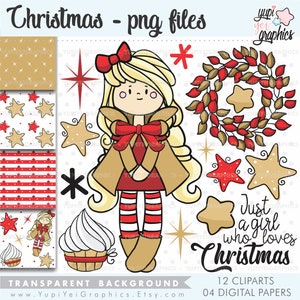 Christmas Clipart, Christmas Graphics, COMMERCIAL USE, Christmas Girl ...