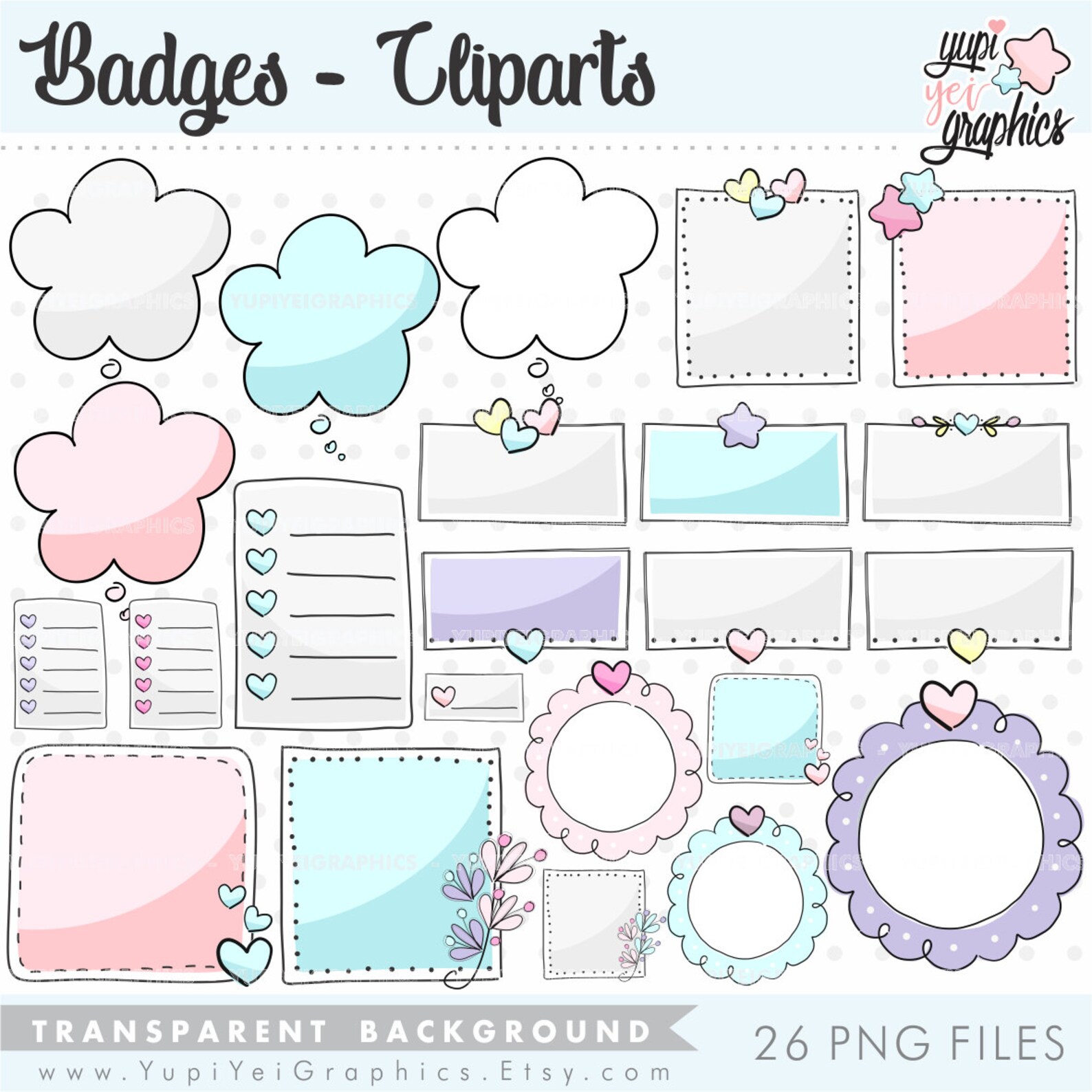 Badges Clipart Shapes Clipart Frame Clipart Clipart | Etsy