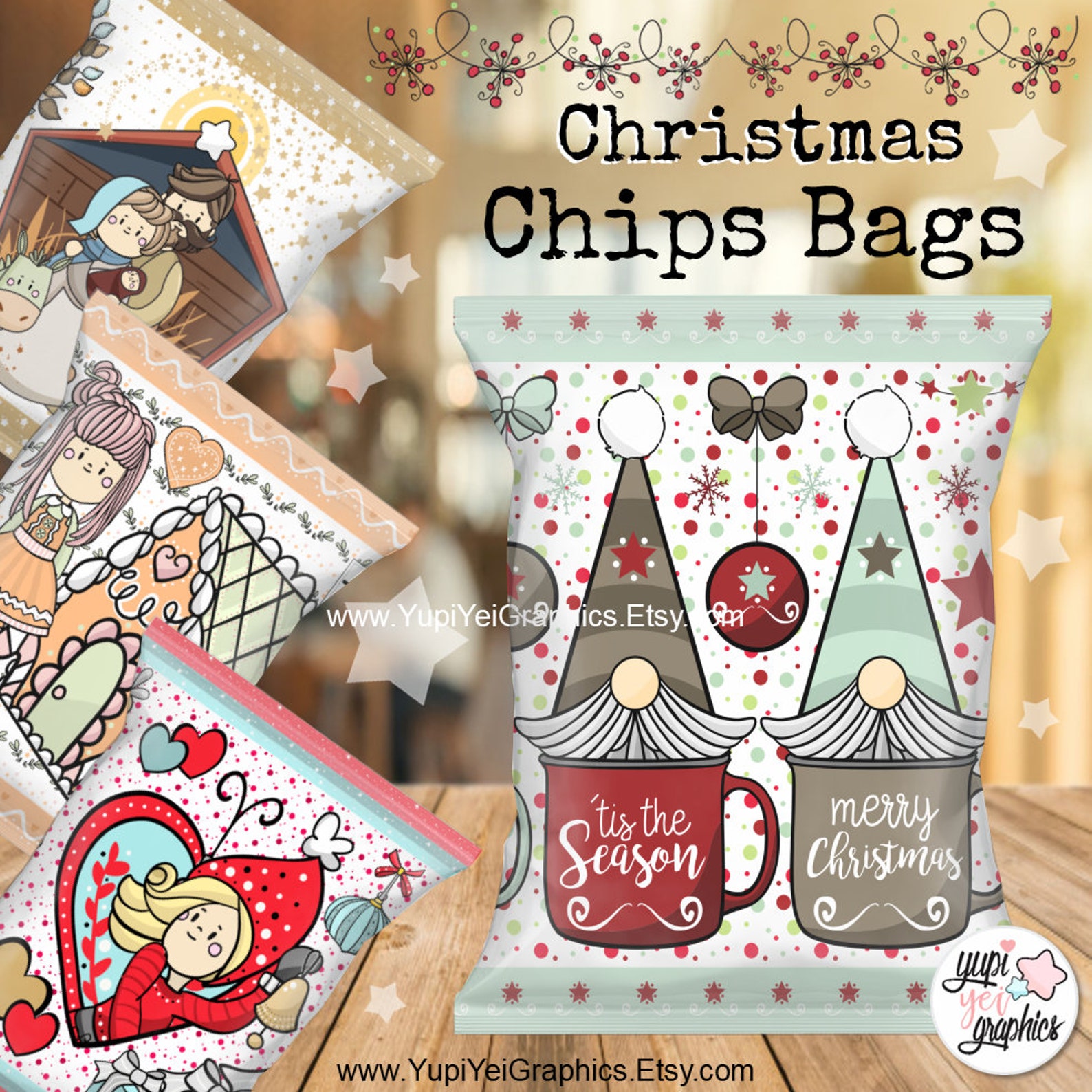 Christmas Chips Bags PNG Printable Chips Bags COMMERCIAL - Etsy