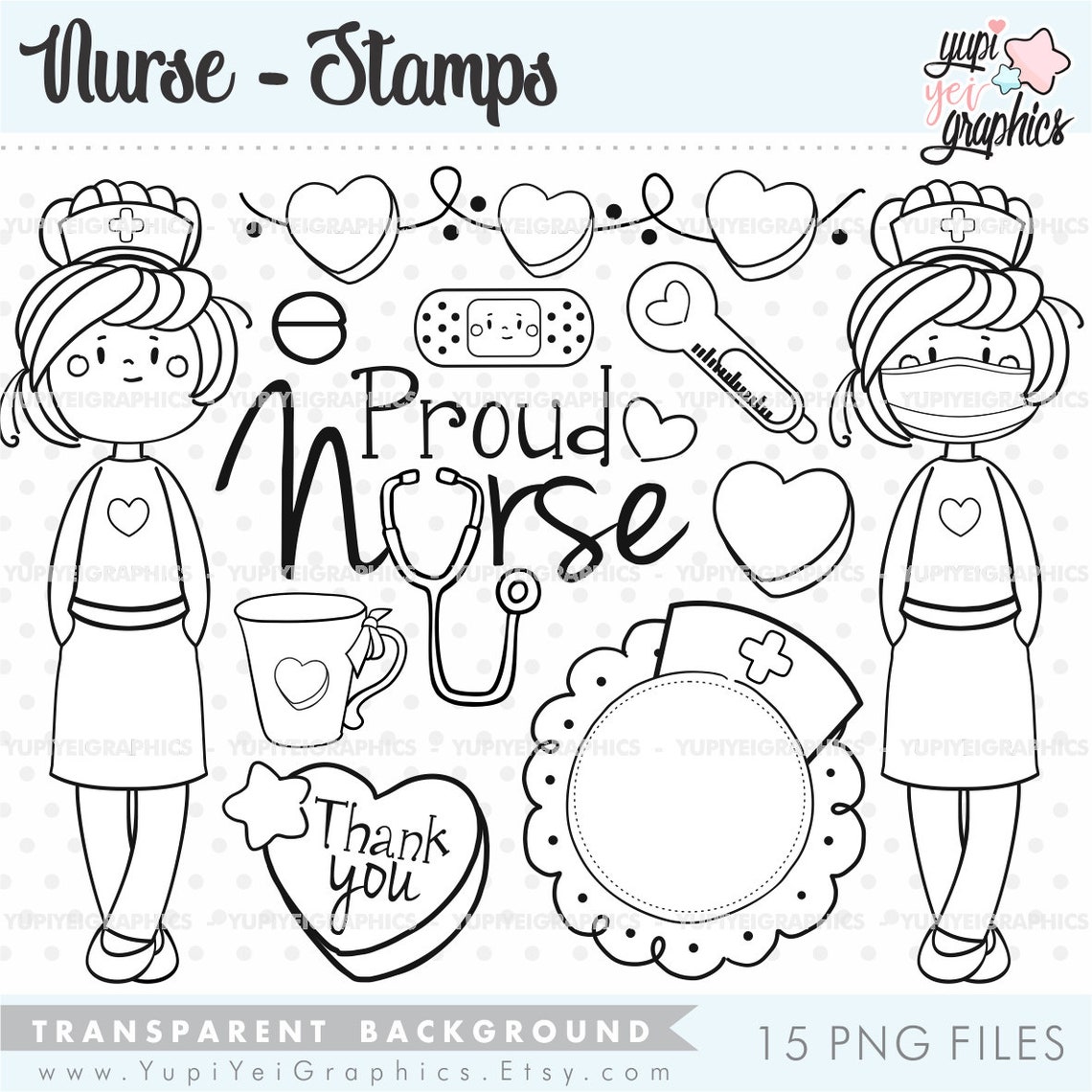Nurse Stamps Nurses Stamps COMMERCIAL USE Nurse Coloring - Etsy