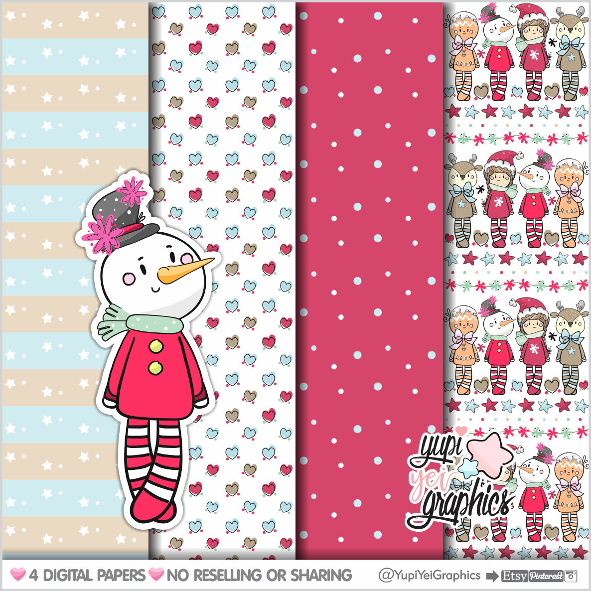 Christmas Digital Paper Christmas Pattern COMMERCIAL USE | Etsy