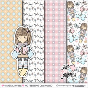 Spring Pattern, Spring Digital Papers, Girl Digital Paper, COMMERCIAL ...