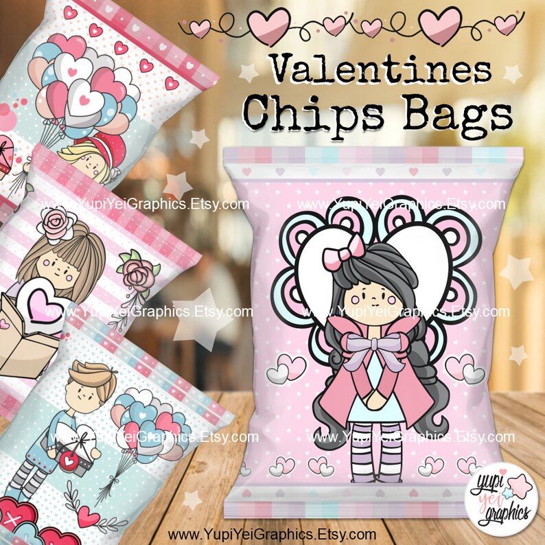 Valentine's Day Chips Bags PNG Printable Chips Bags - Etsy