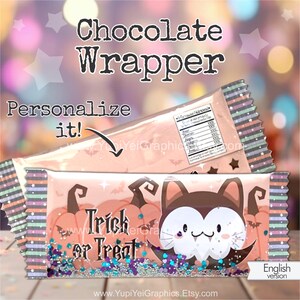Halloween Candy Bar Wrapper, Chocolate Bar Wrapper, Halloween Chocolate ...
